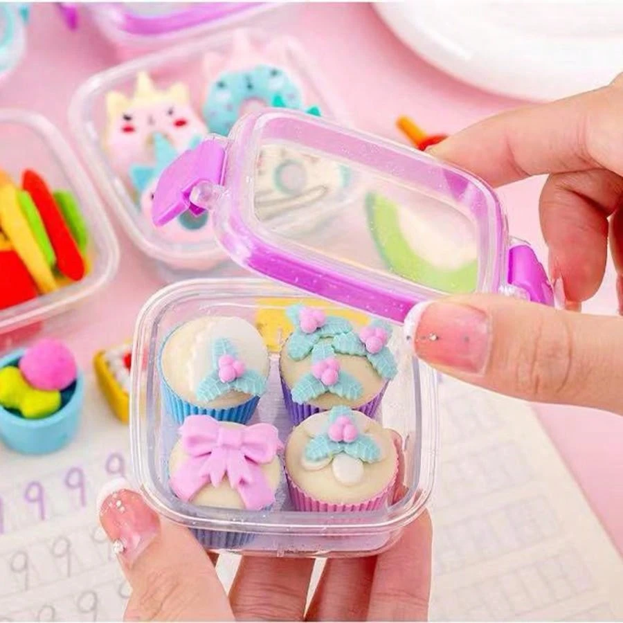 Cute Bento Box, Dessert Makeup Erasers Set, Student Holiday Christmas ...