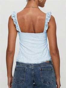 Women's Summer Cami Tops Lace Floral Sleeveless Open Back Low Cut Slim ...