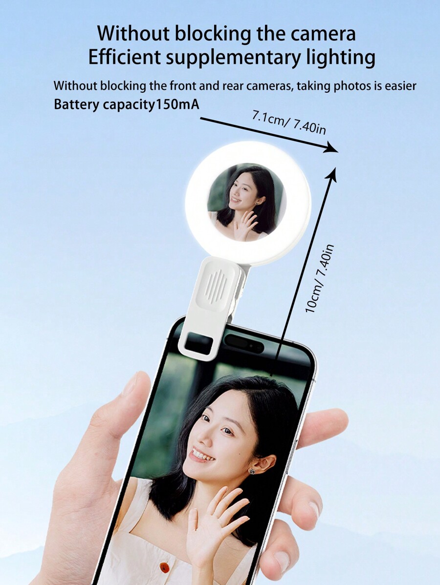 Selfie Lighting Enhancer, An All-In-One Device With Rear Selfie Mirror And Clip-On Lighting ...