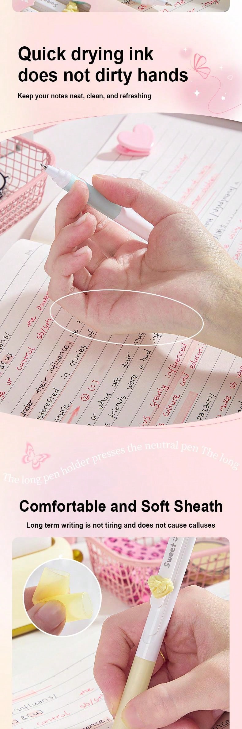 4 Long Pen Clamp Neutral Pens With High Aesthetic Value, 0.5mm Black ...