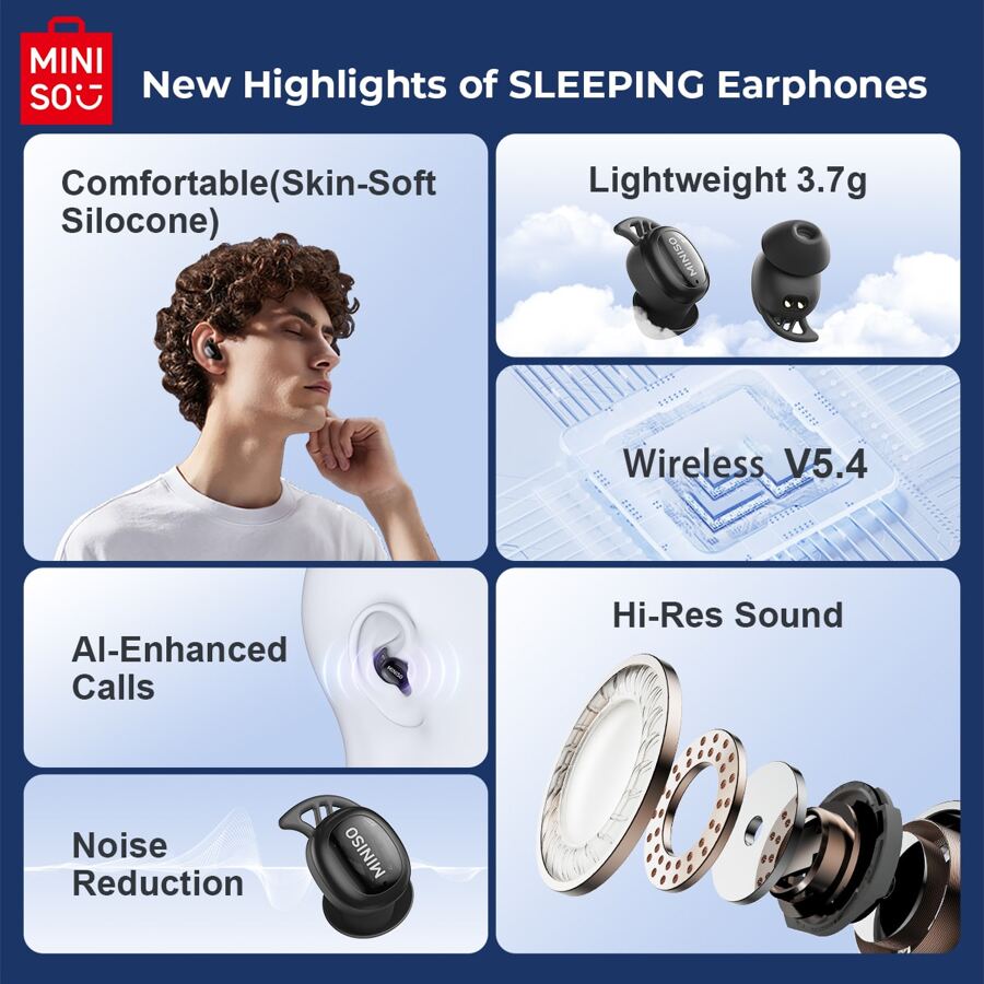 Miniso X16 Sleep Wireless Earbuds Noise Blocking Earbuds For Sleep ...