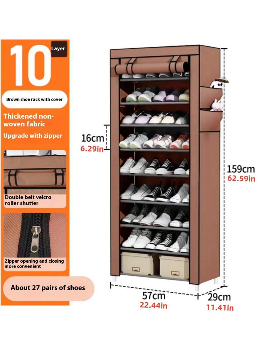 Fabric Shoe Rack, Multi-Tier Dust-Proof Shoe Storage Rack For Entryway ...