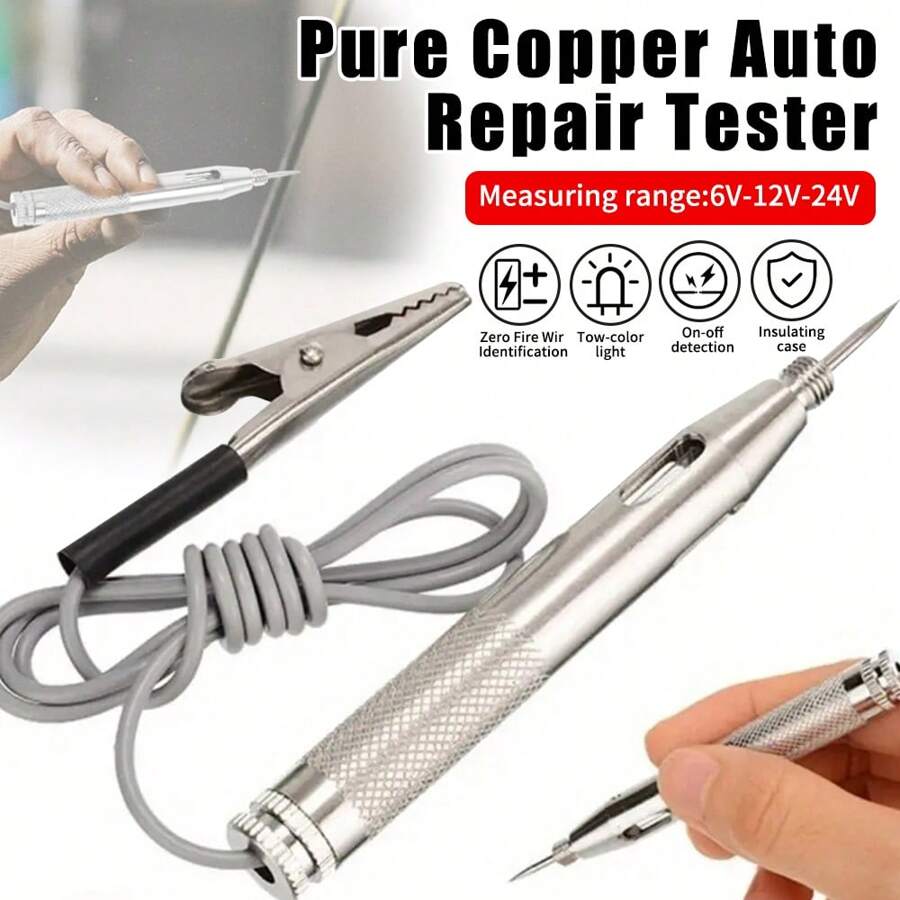 Circuit Voltage Tester For Car Light Cable 6V 12V 24V Copper Test Pen ...