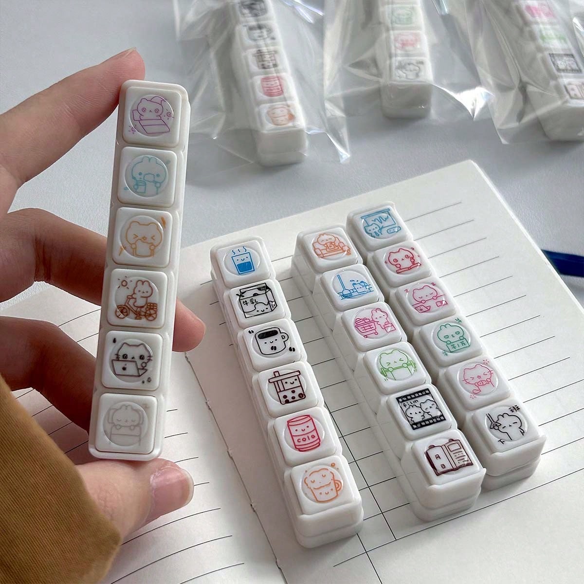 6-In-1 Cute Cartoon Stamp Set, Great For Bullet Journal, Work Agenda ...