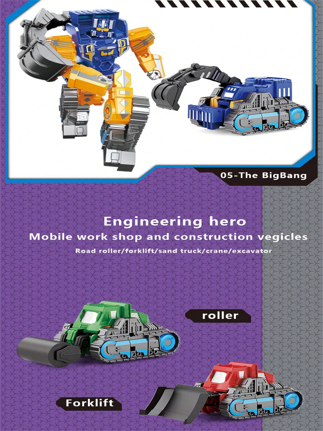 5-In-1 Transformable High Level Mech Dual-Mode Combination Engineering ...