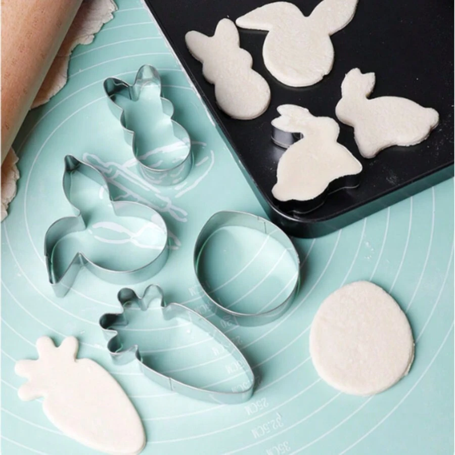 5 Pieces Set Easter Pastry Mold Easter Egg Chocolate Mold Cute Rabbit ...