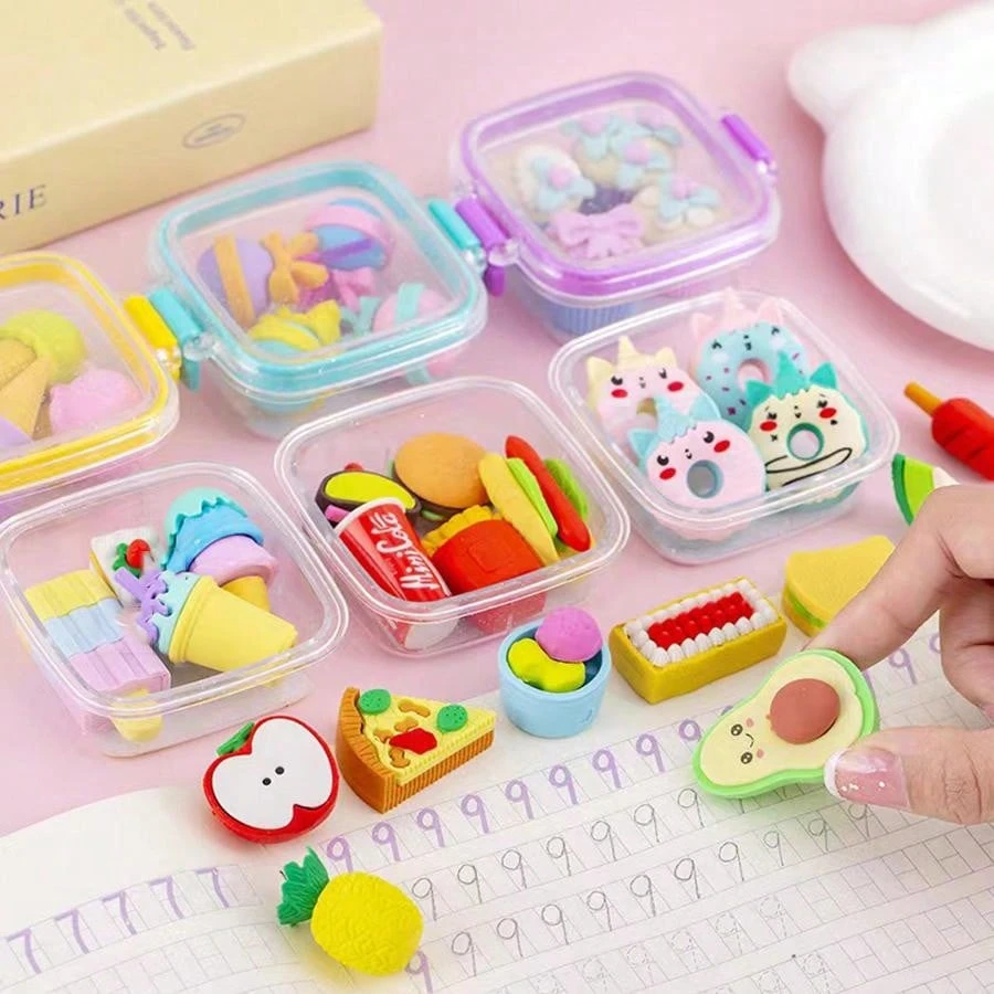 Cute Bento Box, Dessert Makeup Erasers Set, Student Holiday Christmas ...