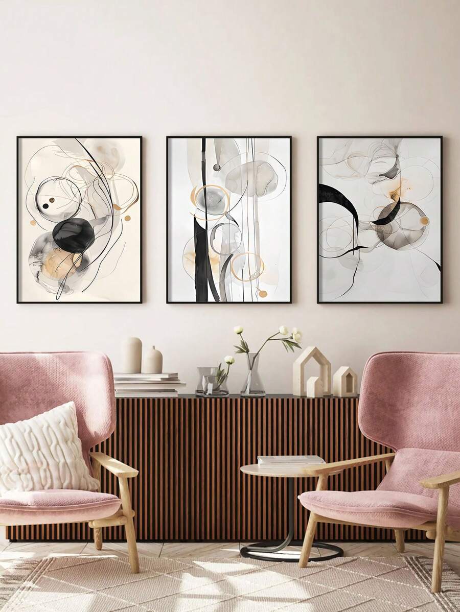 3pcs/Set Art Deco Canvas Wall Art Set, Elegant Watercolor Abstract ...