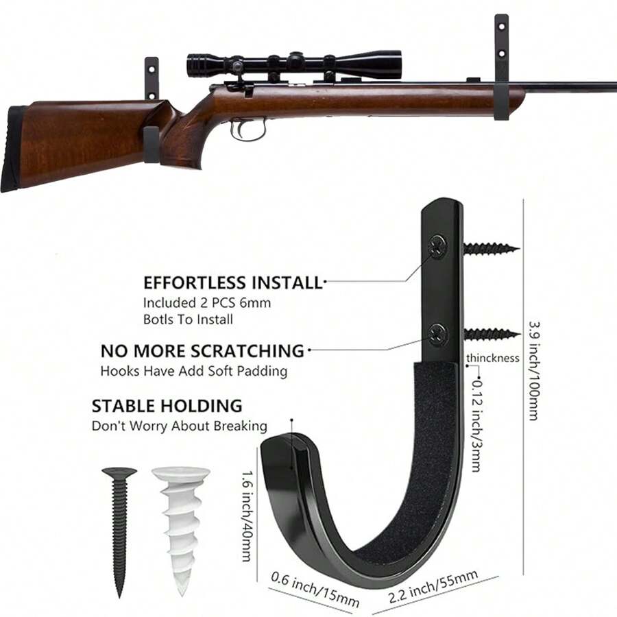 2/4/8pcs Sturdy Indoor Gun Rack For Wall Vertical Gun Rack Wall Mount ...