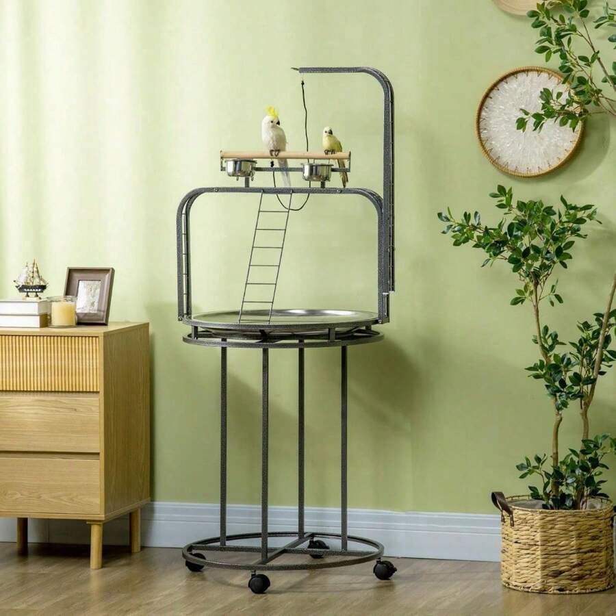 Stand Large Bird Perch Stand With Toy Hook & 3 Ladders, Parrot Perch ...