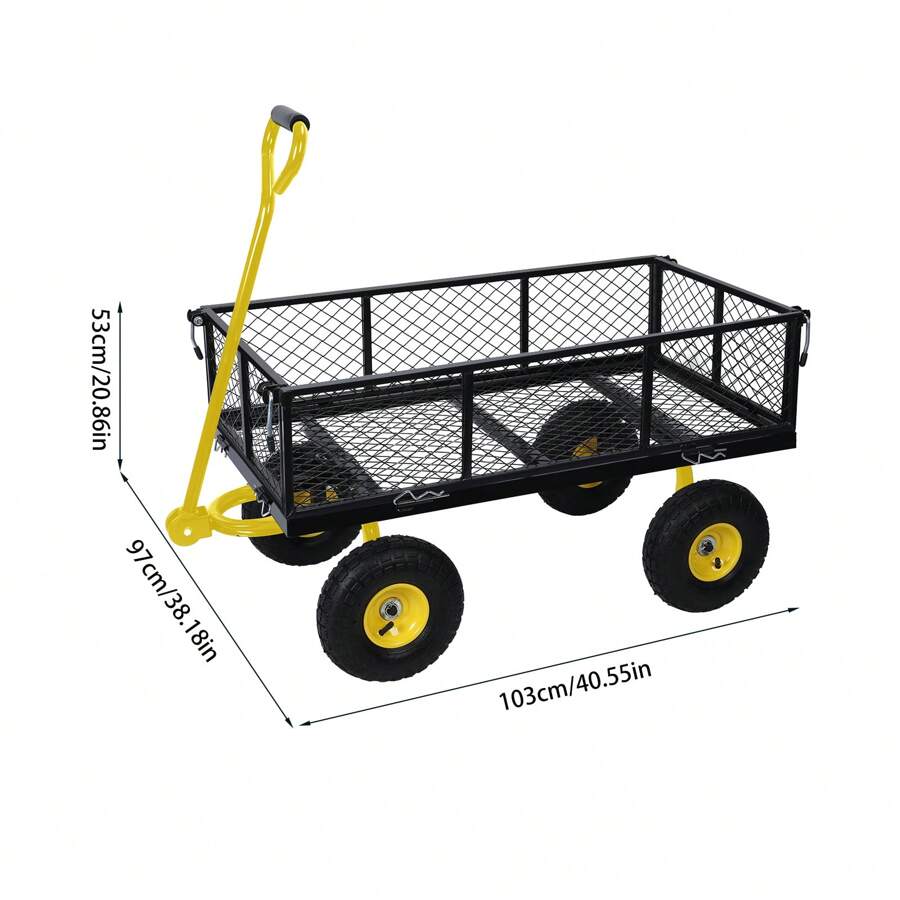Garden Cargo Four-Wheel Tool Cart, Heavy Duty Mesh Metal Utility Wagon ...