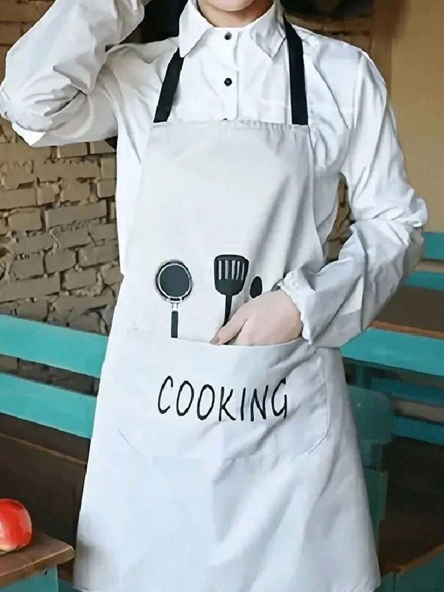 1pc Kitchen Cooking Apron, Adjustable Apron With Pockets, Waterproof ...