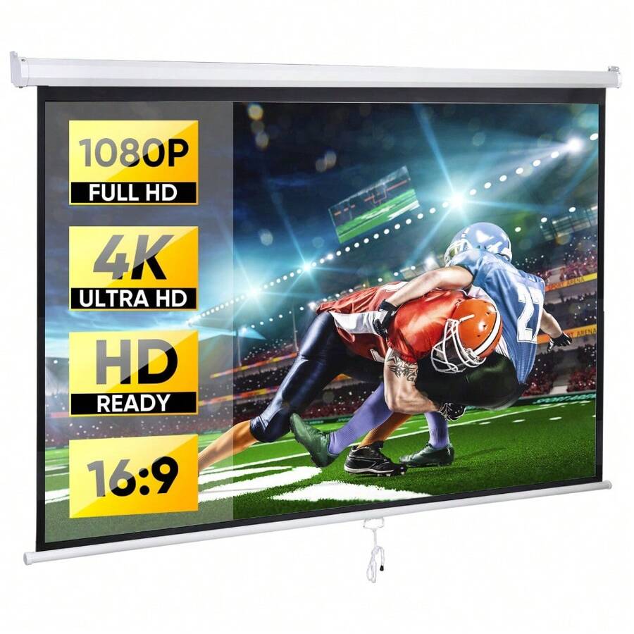 Pull Down Projector Screen 4K Movies Home Theater Screen 72"/80"/100 ...