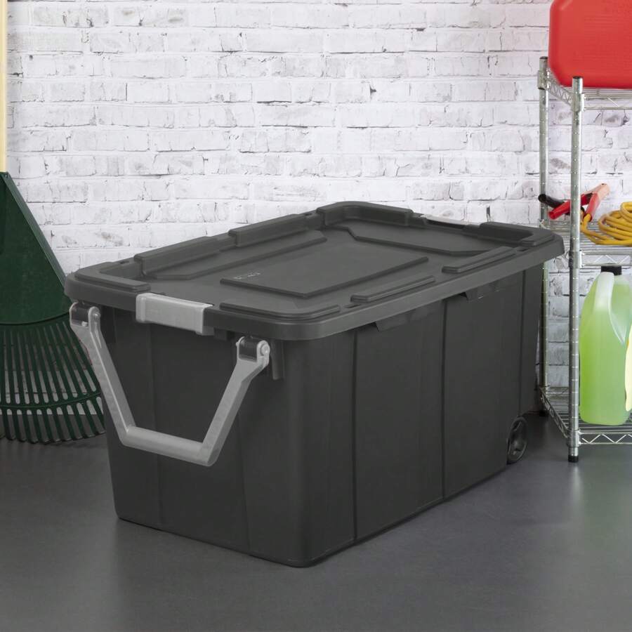 Sterilite 40 Gallon Wheeled Industrial Tote Plastic Adult, Green Sage ...