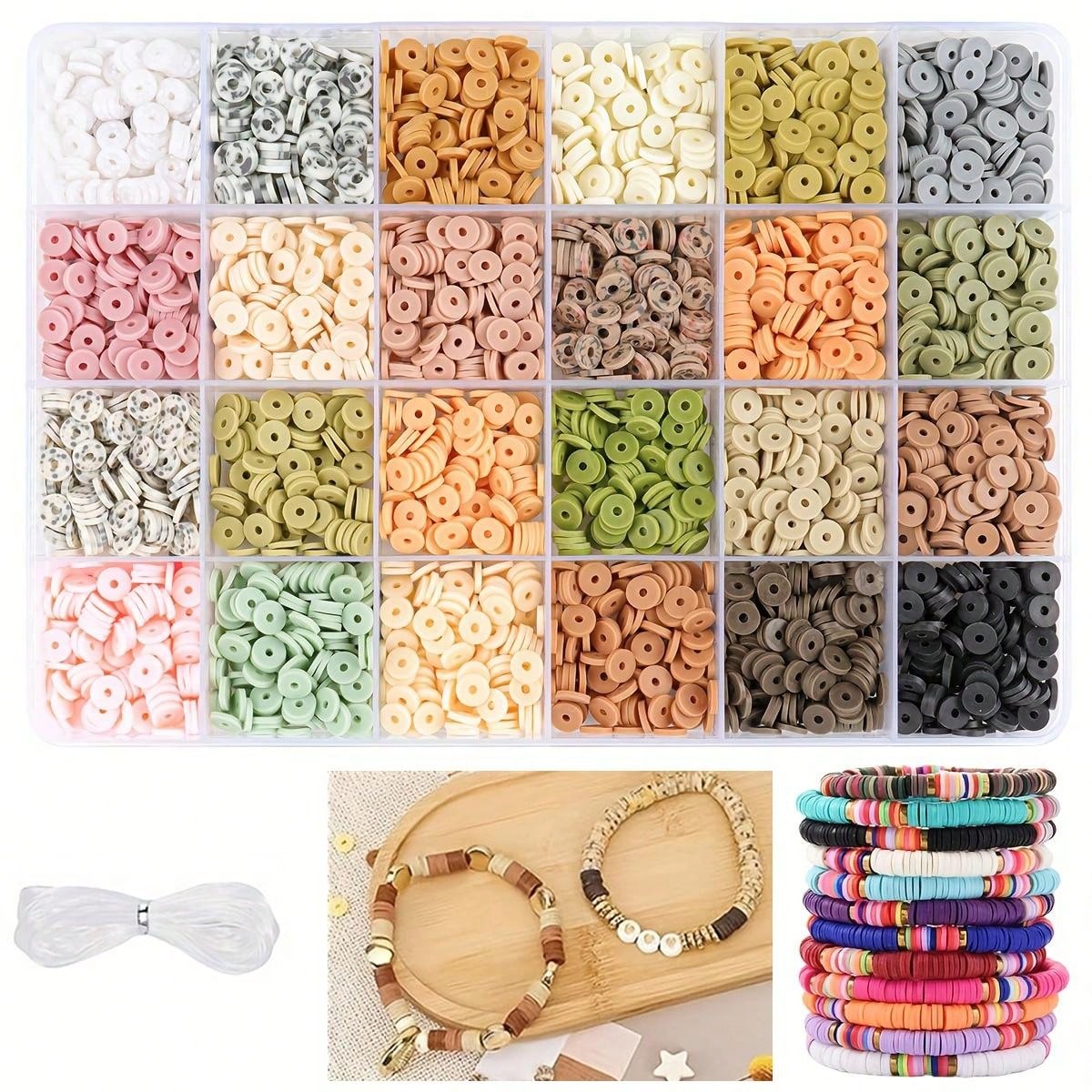 Clay Bead Set Diy Bracelet Making Kit 24 Grid Black Polymer Clay Flake ...