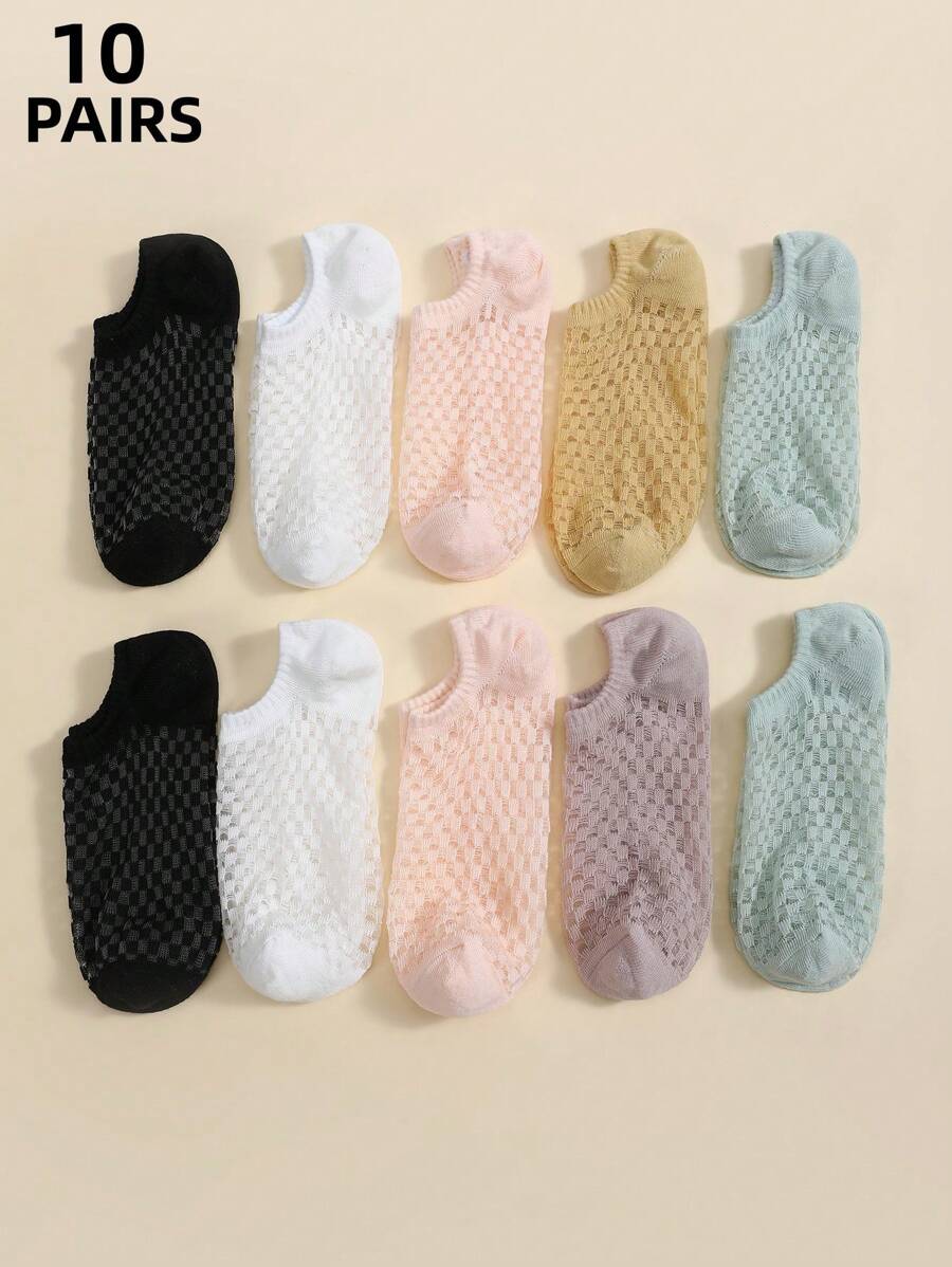 10 Pairs Random Color Women Short Socks, Breathable Non-Slip Design ...