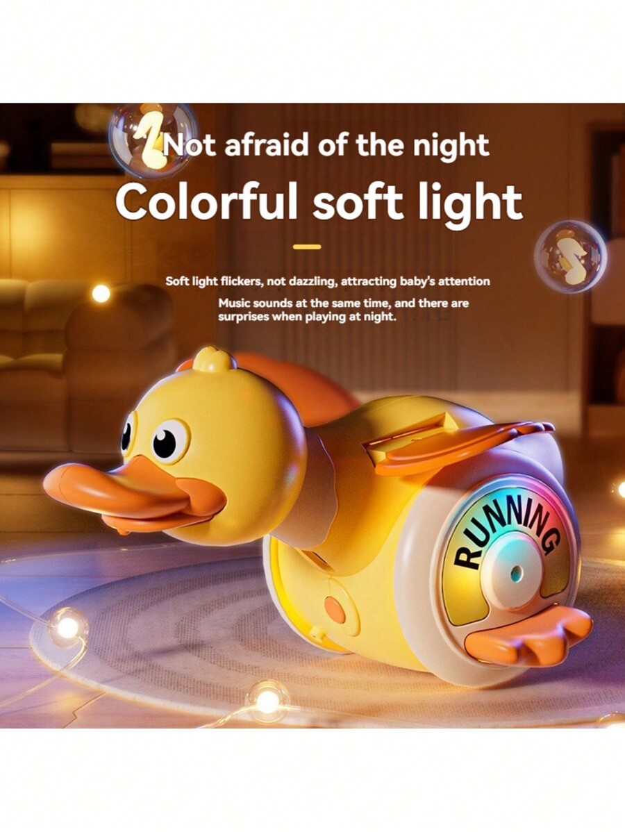 Interactive Omnidirectional Rotating Feeding Duck Educational Toy, Children Cute Sound & Light ...