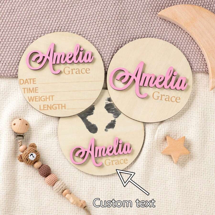 Announcement SAnnouncement Sign With Birth Stats | Footprint Sign ...