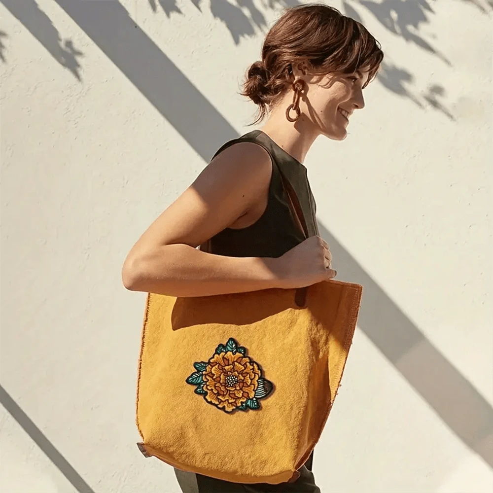 1pc Vibrant Marigold Iron-On Embroidered Patches, Easy Apply For DIY ...