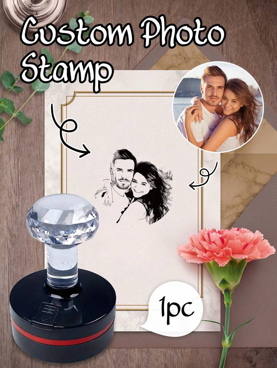 1/2pcs Custom Photo Round Stamp, Personalized Portrait Stamp ...