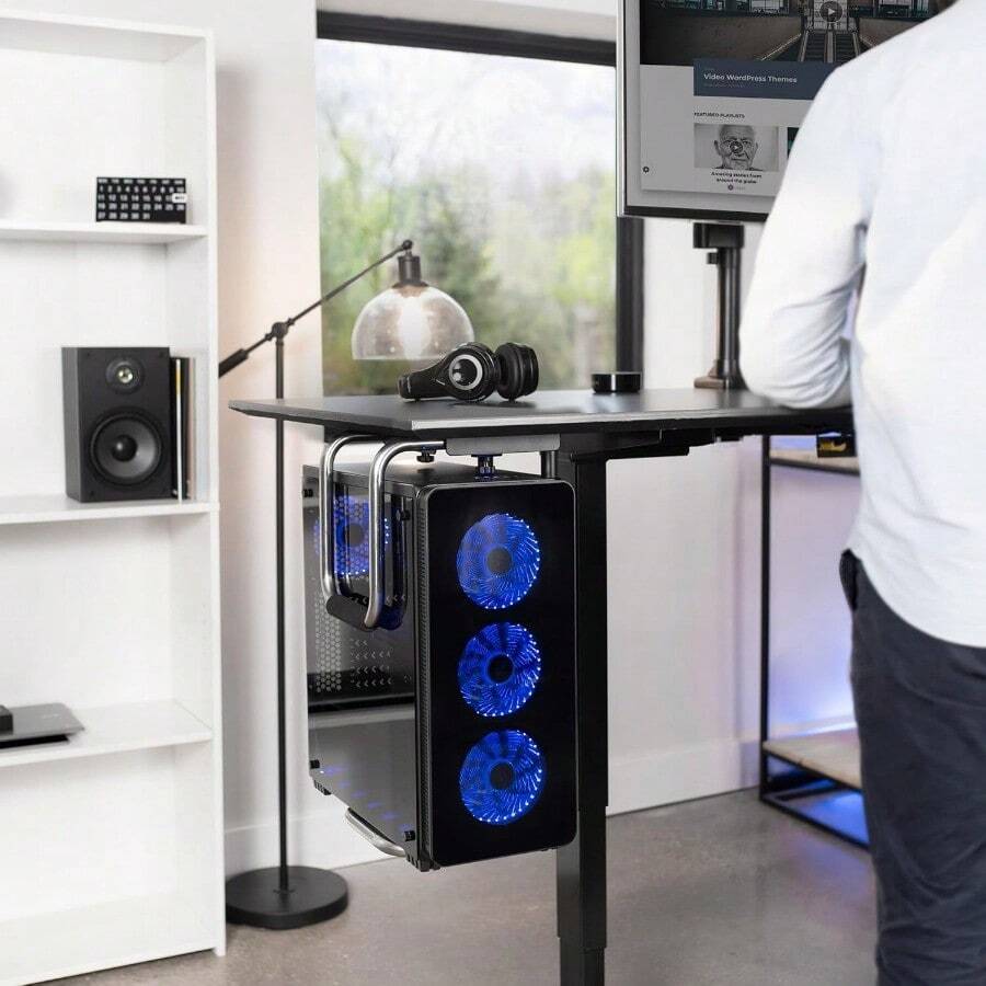 Heavy Duty Adjustable Under-Desk PC Mount Computer Case Holder Supports ...