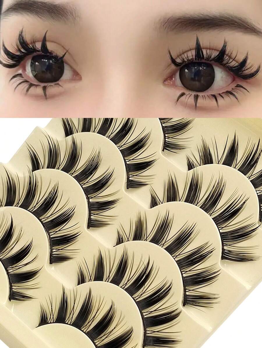 5 Pairs Manga Lashes -Full Strip Wispy & Thick, Anime Style ...