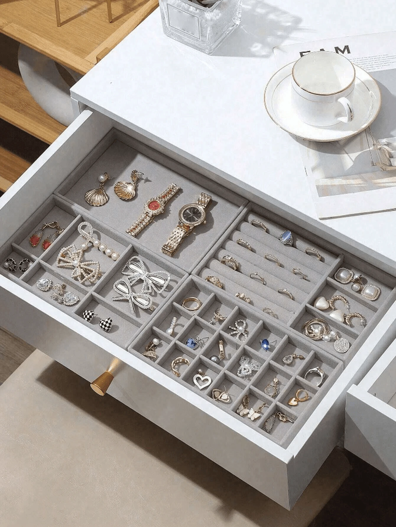 9pcs Velvet Jewelry Tray Set, Stackable Jewelry Drawers, Mini Jewelry ...