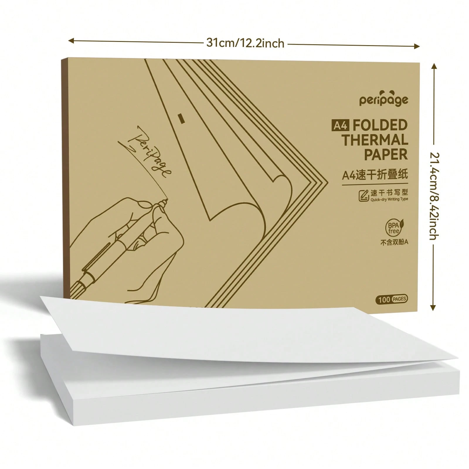 PeriPage 100 Sheets PeiPage A4 Fast Drying Folding Record Paper ...