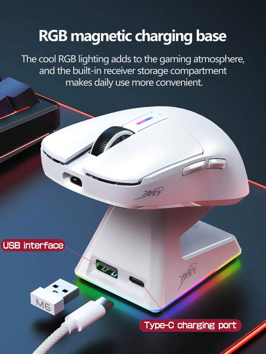 LINBAO Lingbao M6 Lightweight Gaming Wireless Mouse, Three-Mode ...