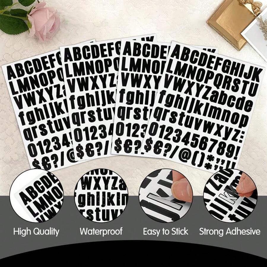 5 Sheets Letter Stickers, Alphabet Stickers, Mailbox Numbers Stickers ...