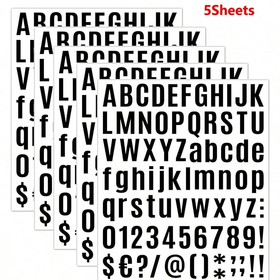 5 Sheets Letter Stickers, Alphabet Stickers, Mailbox Numbers Stickers ...