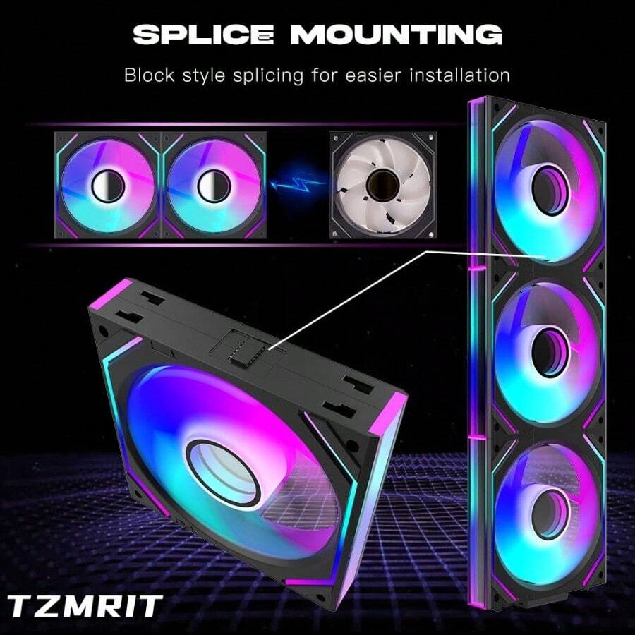 TZMRIT Interstellar-V2 Reverse Flow Uni Fan Black Infinity Fan 120mm ...