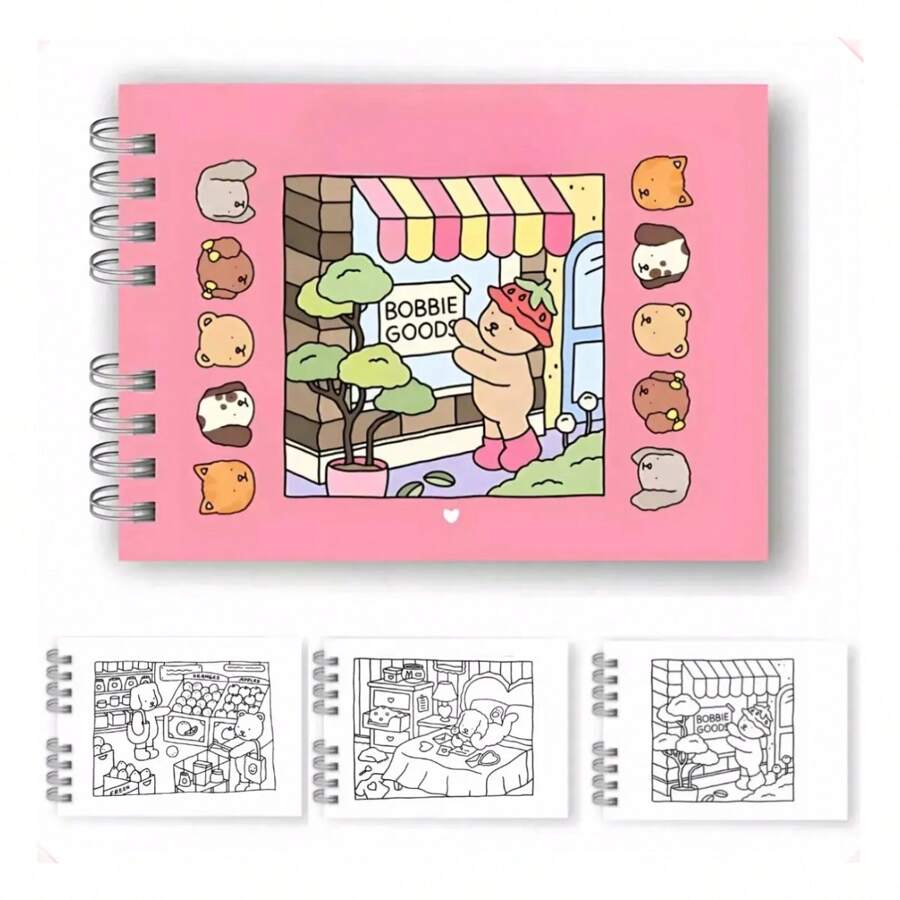 Bobbie Goods Coloring Book Hardcover Blue And Pink 50 Pages A5 180g