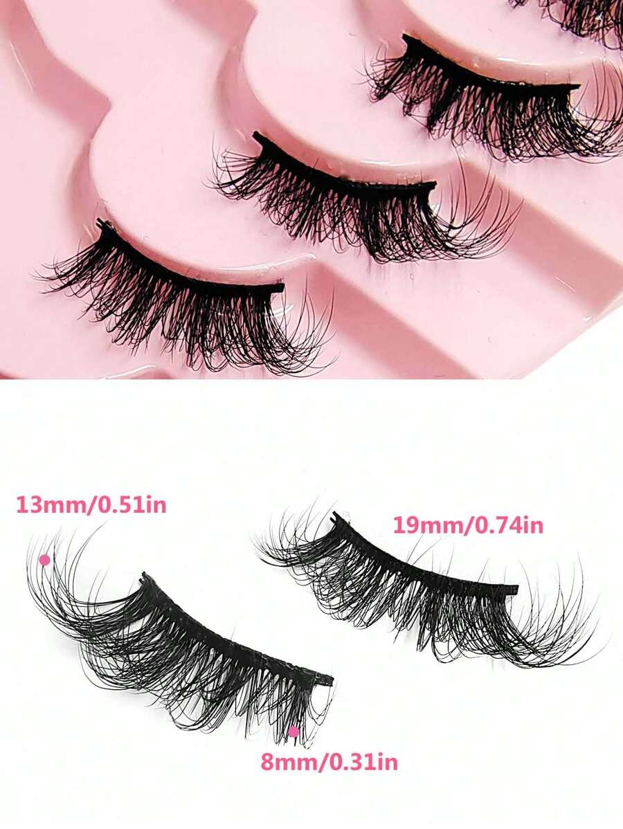 7 Pairs Half Lashes Natural Looking Cat Eye Lashes Wispy Fluffy 3D ...