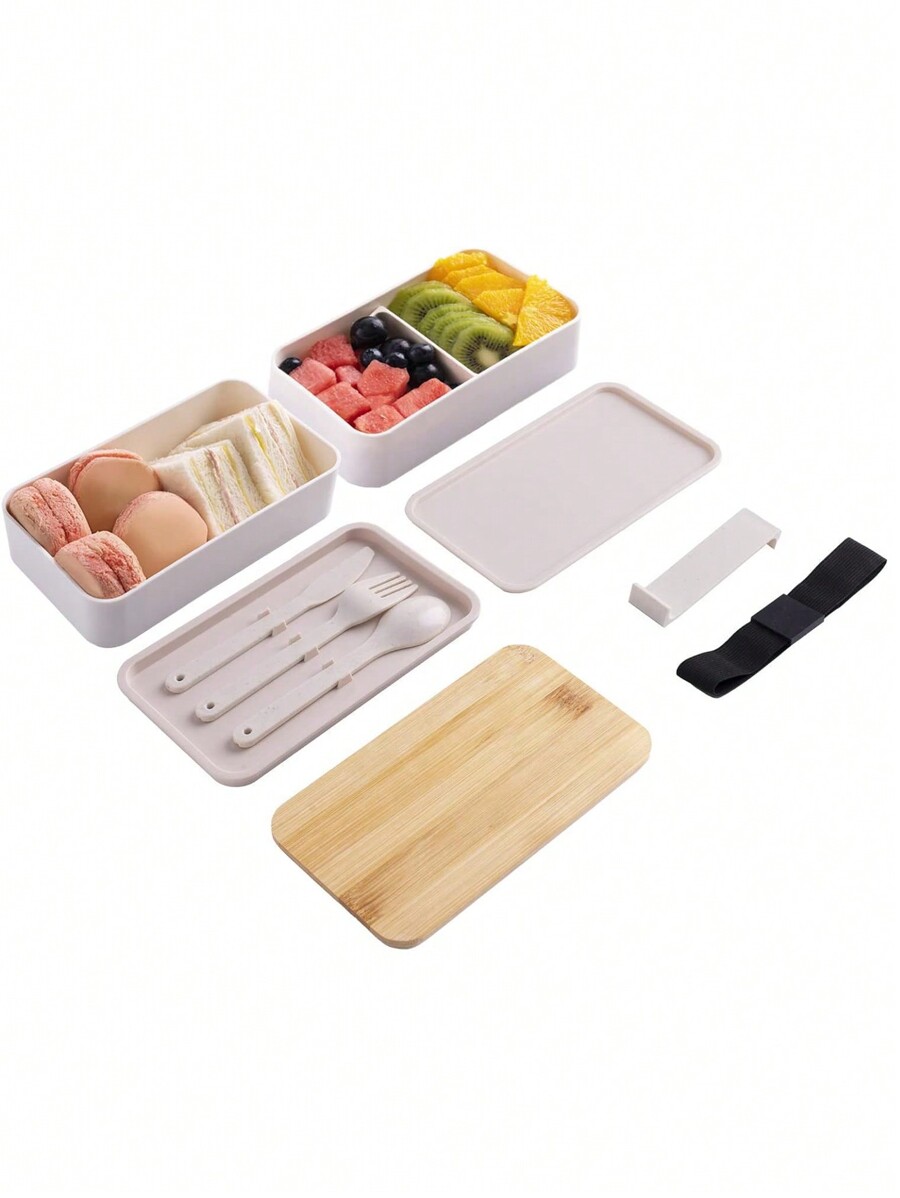 1st Rectangle 2-Layer Plastic Lunch Box With Cover, Lightweight, Easy ...