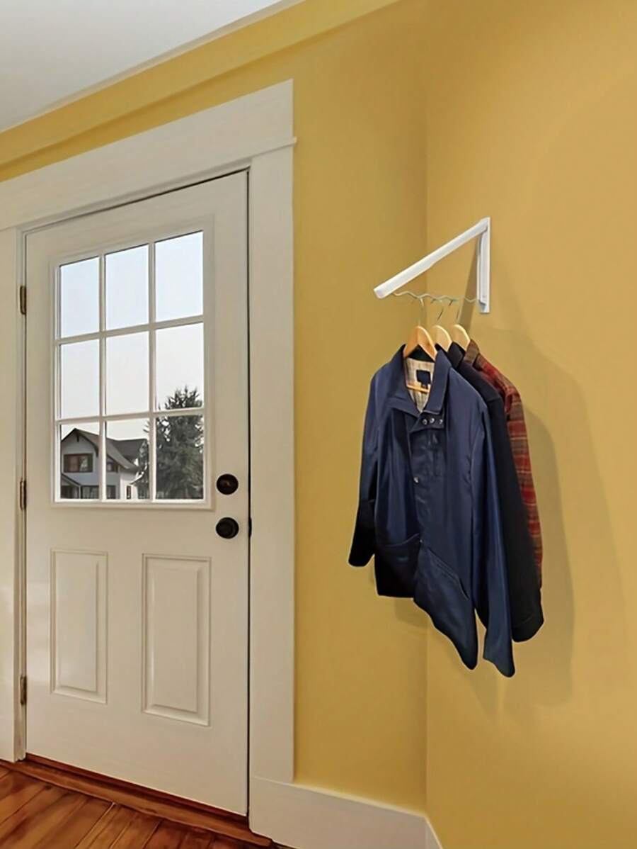 2pcs Space-Saving Wall Mounted Folding Clothes Rack - Multi-Functional ...