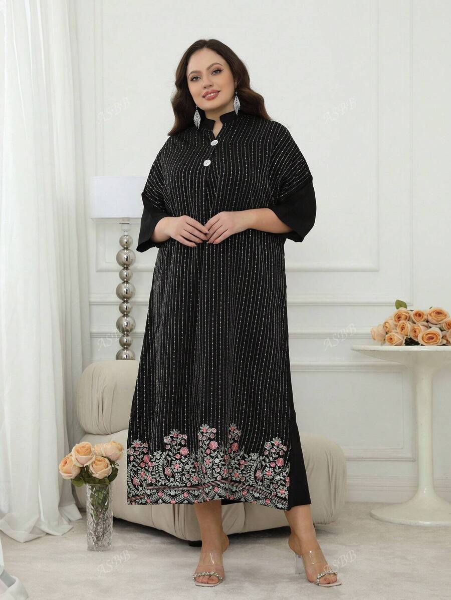 2025 Spring & Summer Ramadan Elegant Embroidered Plus Size Women Arabic ...
