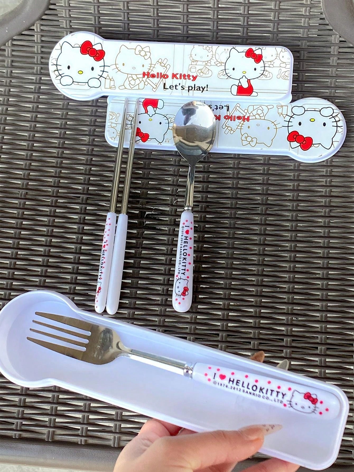 Sanrio Set da 3 pezzi, set di bacchette, cucchiaio e forchetta di ...