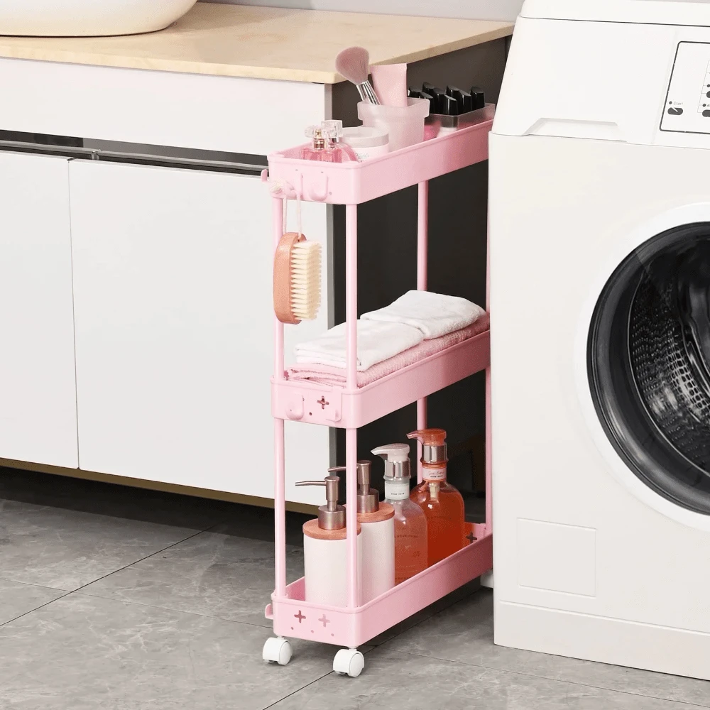 Cshidworld 4 Tier Slim Rolling Storage Cart, Bathroom Storage Organizer ...