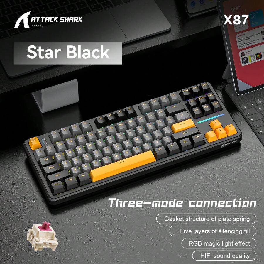 ATTACK SHARK Shark Attack X87 Wireless Mechanical Keyboard ...