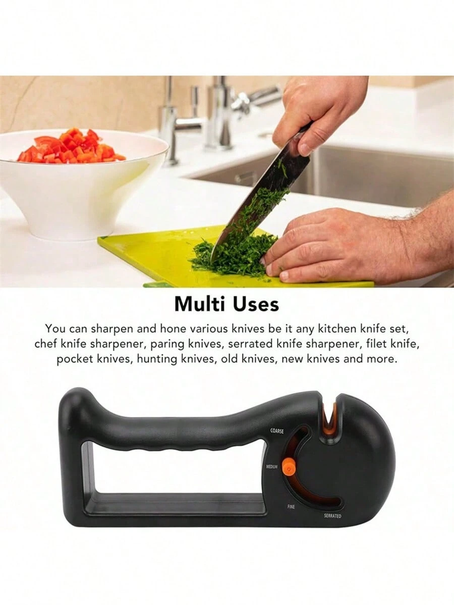 4-In-1 Rotating Knife Sharpener With 4 Level Toothed Blade, Sharp ...
