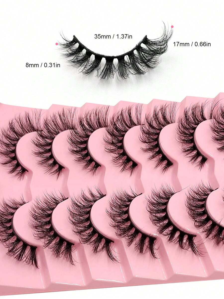 7 Pairs Natural Look Faux Mink False Lashes 3D Volume Fake Eyelashes ...