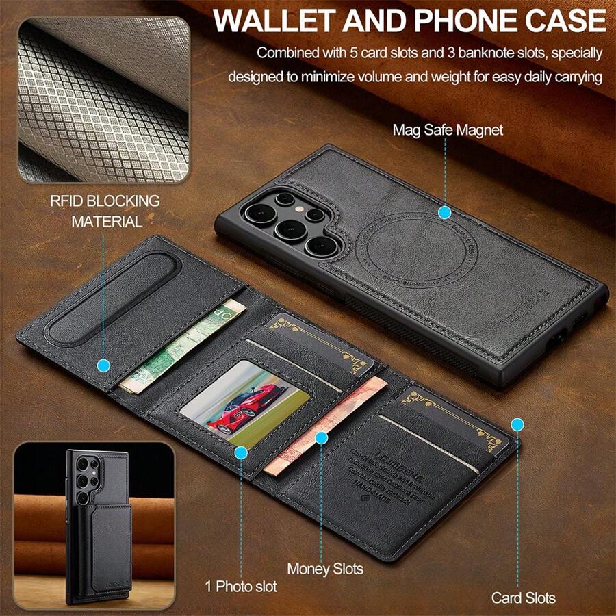 Phone Case For Galaxy S25 Ultra, 2in 1 Magnetic Faux Leather Wallet ...