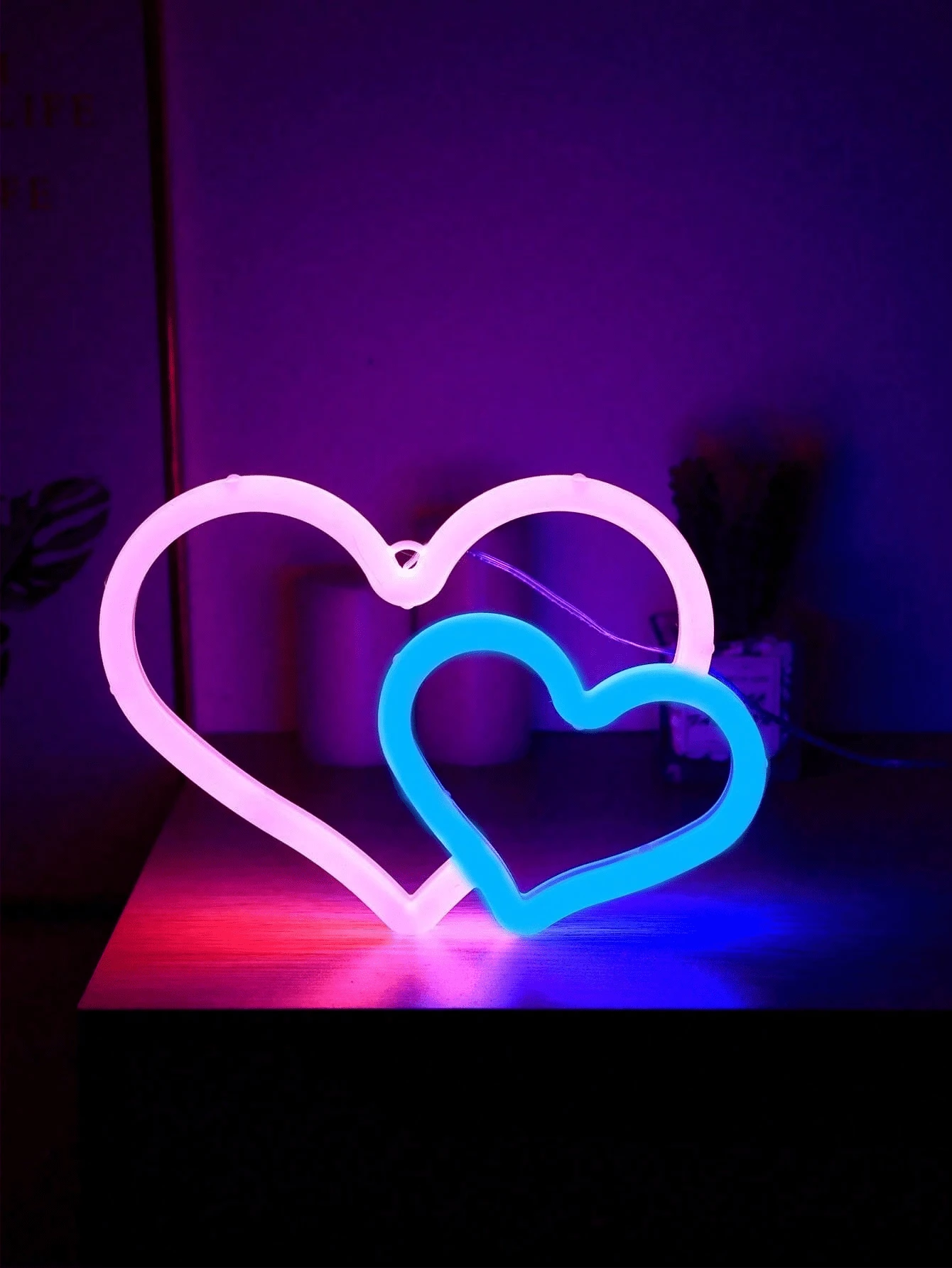 1pc Heart Shaped Neon LED Wall Light, Dual Powered By USB & Battery ...