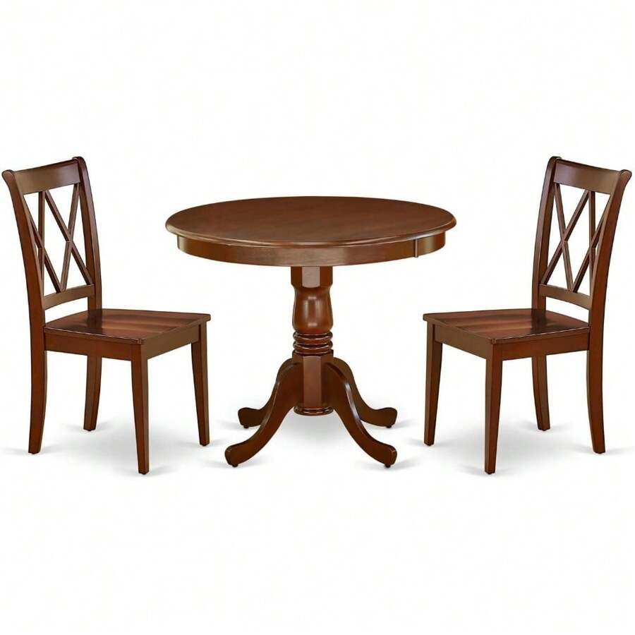 Ancl3-Mah-W 3 Piece Dinette Set For Small Spaces Contains A Round ...