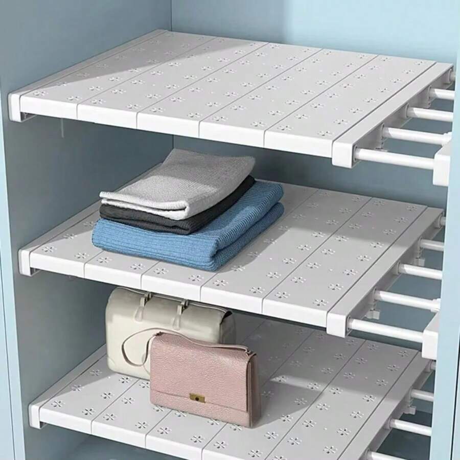 Extendable Closet Shelf Adjustable Storage Rack Closet Tension Rod ...