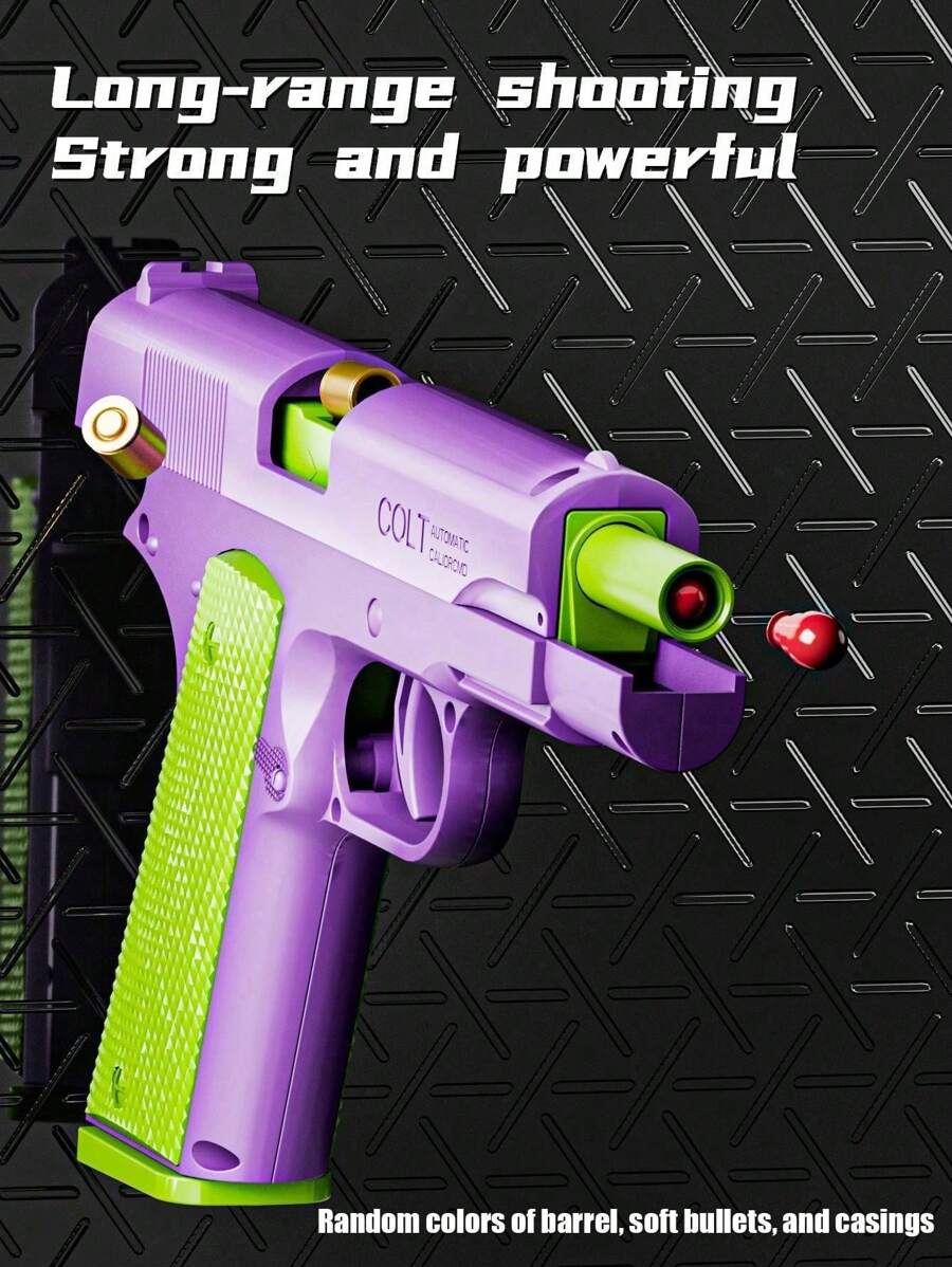 1911, Soft Bullet Gun, Purple Green, Recoil Capable, Shooting Pistol ...