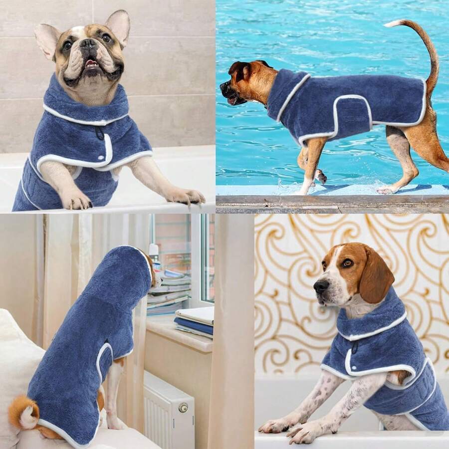 Dog Bathrobe, High Absorbent Dog Drying Towel Robe For Drying Dog Fur ...