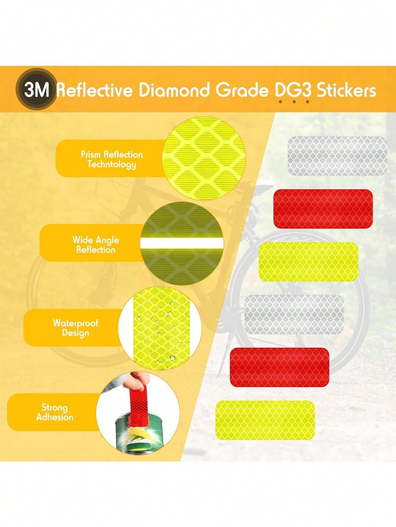 36pcs High Visibility Reflective Tape -Self-Adhesive Waterproof Safety ...