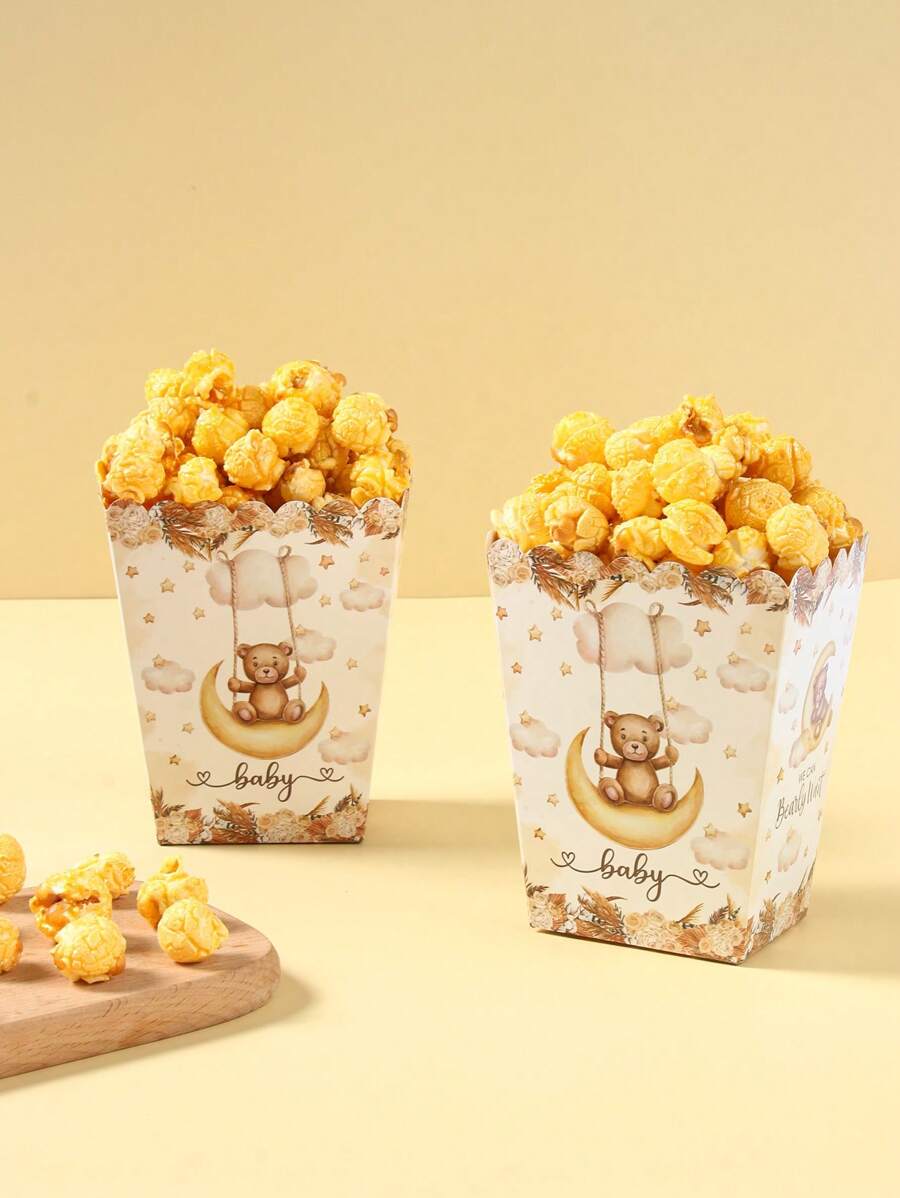 20pcs Brown Popcorn Box Food Box, Ice Cream Paper Bowl, French Fries ...